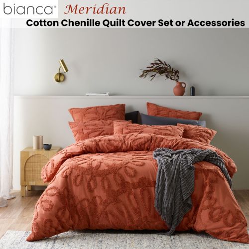 Meridian Brick Cotton Chenille Quilt Cover Set by Bianca